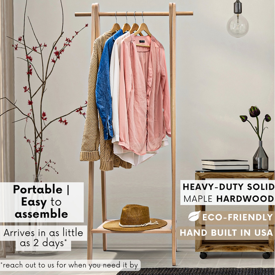 Maple Wood Clothing Rack, Freestanding Garment Rack, USA Made - Etsy