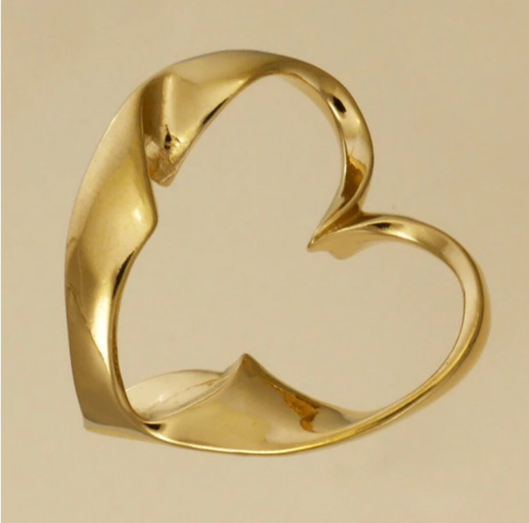 Gold Plated Floating Heart Charm Pendant - Etsy