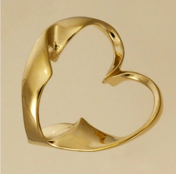 Gold Plated Floating Heart Charm Pendant - Etsy