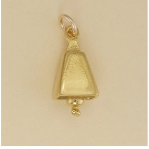 GOLD PLATED or STERLING Silver Cowbell Charm Pendant Gift for Him Her ...