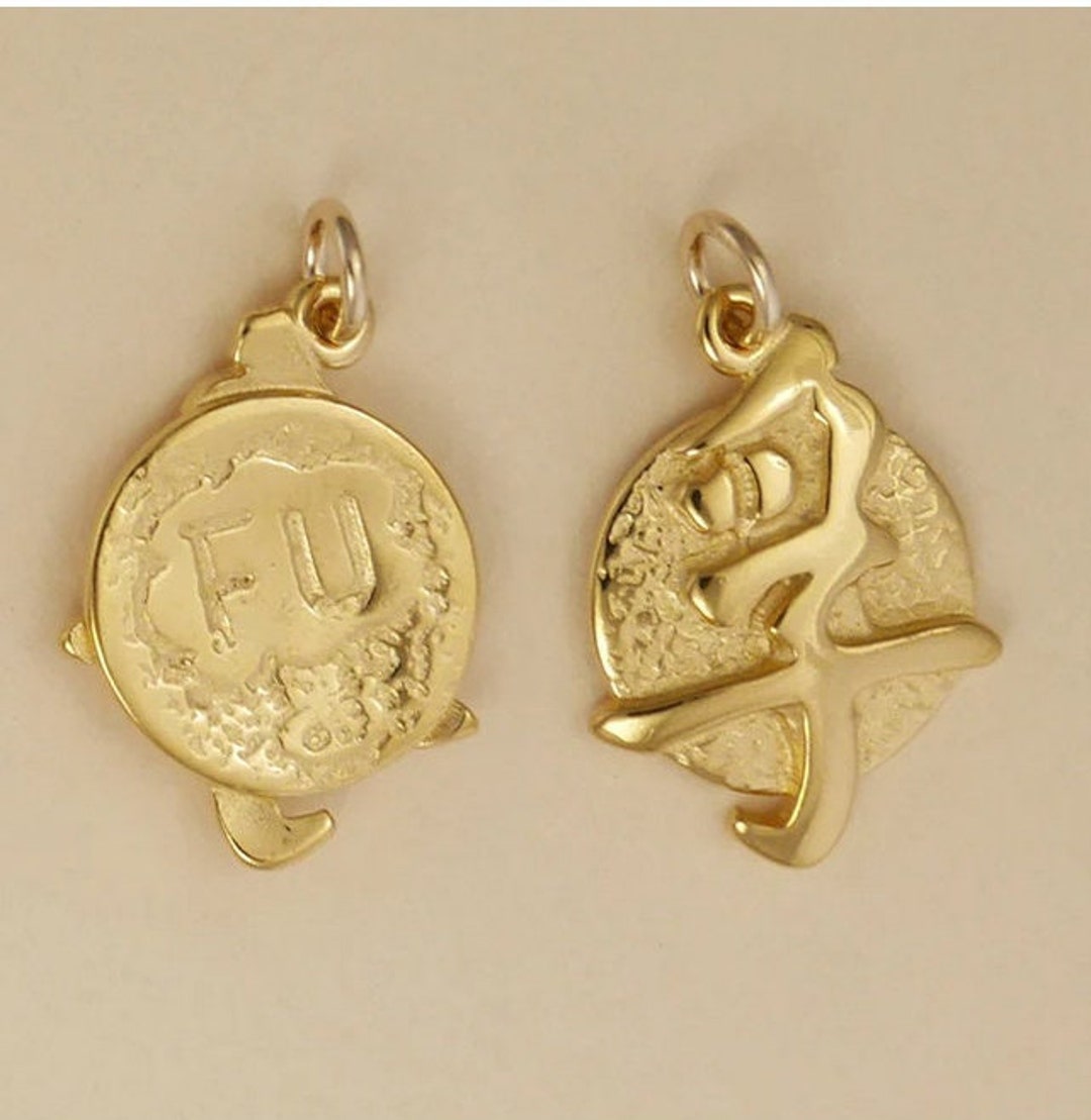GOLD PLATED or STERLING Silver Fu Kanji Truth Charm Pendant Gift for ...