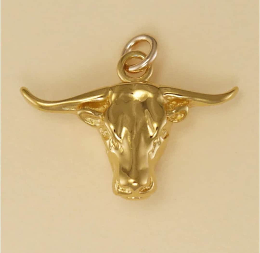Gold Plated Texas Longhorn Cattle Cow Bull Charm Pendant - Etsy