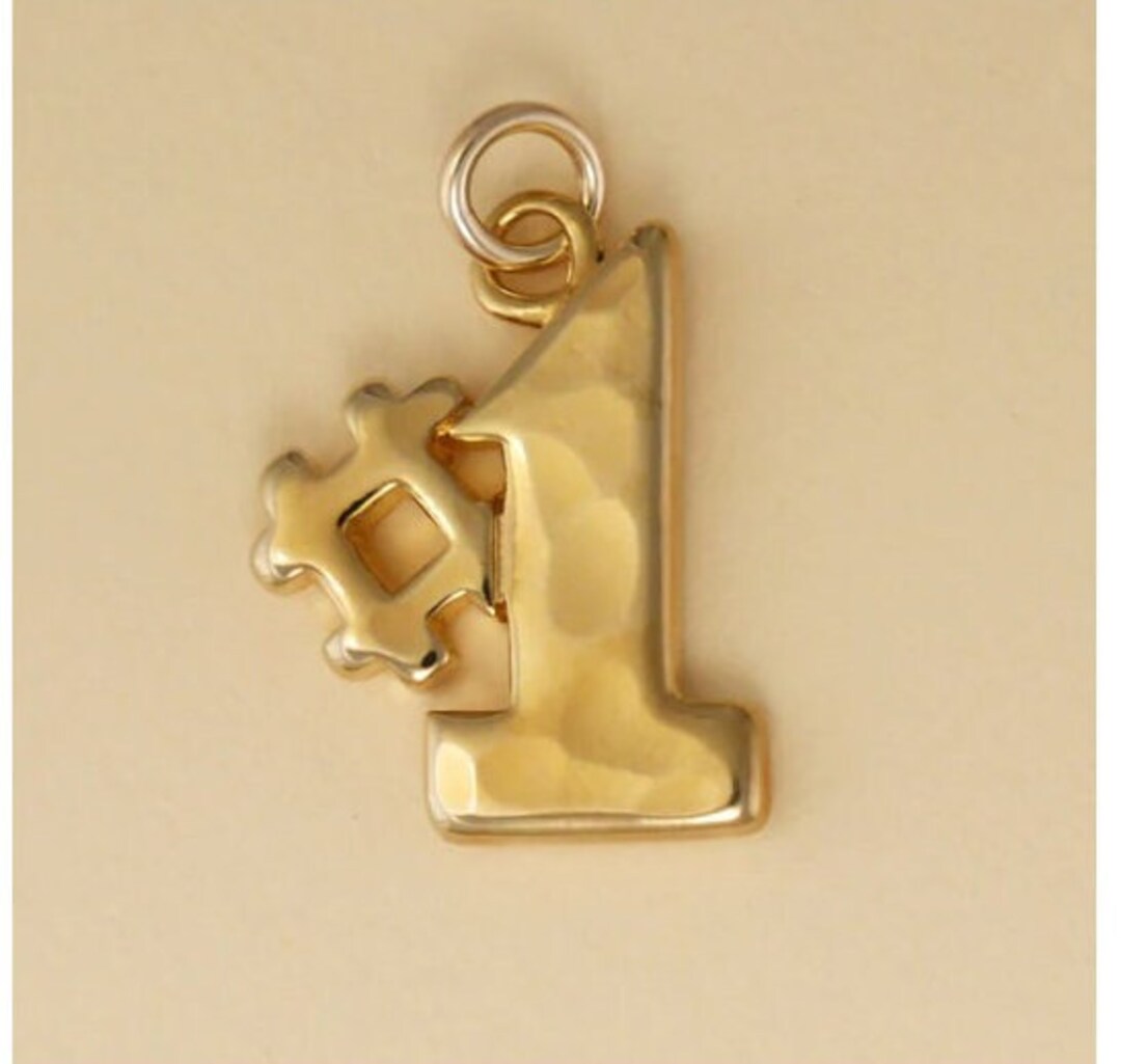GOLD PLATED or STERLING Silver Number One #1 Charm Pendant Gift for Him ...