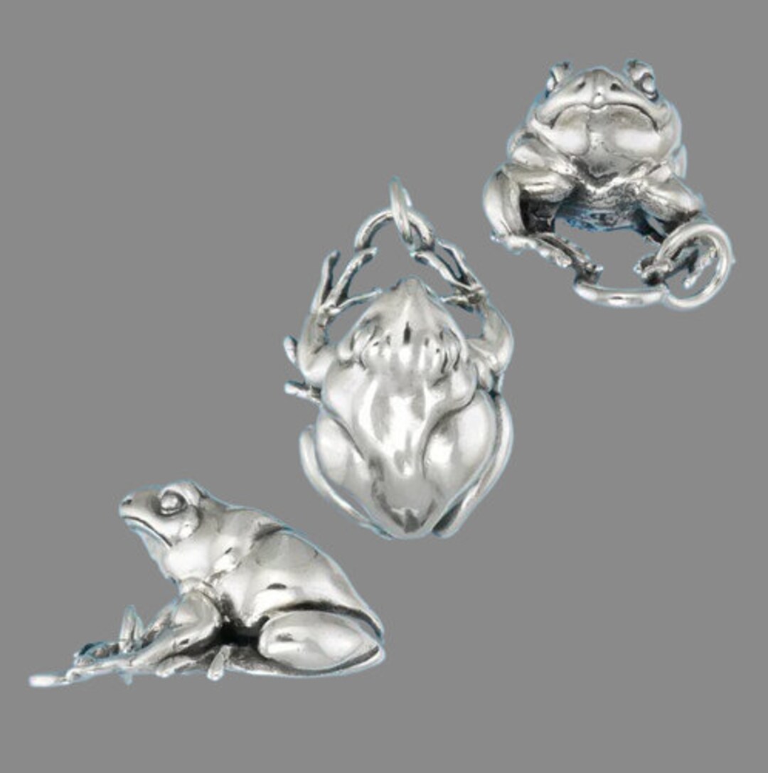 GOLD PLATED or STERLING Silver Toad Charm Pendant Gift for Him Her Mom ...