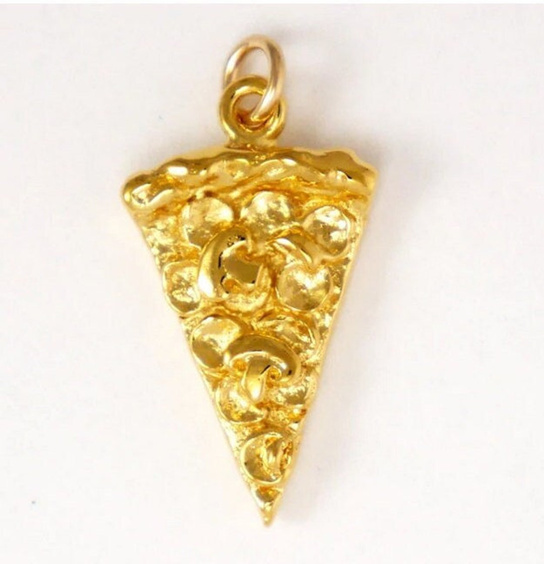 GOLD PLATED or STERLING Silver Slice of Pizza Charm Pendant Gift for Him Her Mom Mother's Day ...