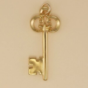 GOLD PLATED or STERLING Silver Key Charm Pendant Gift for Him Her Mom ...