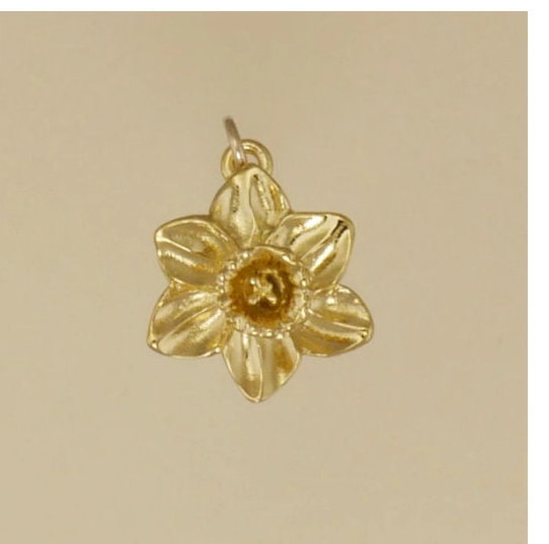 GOLD PLATED or STERLING Silver Daffodil Flower Charm Pendant Gift for ...
