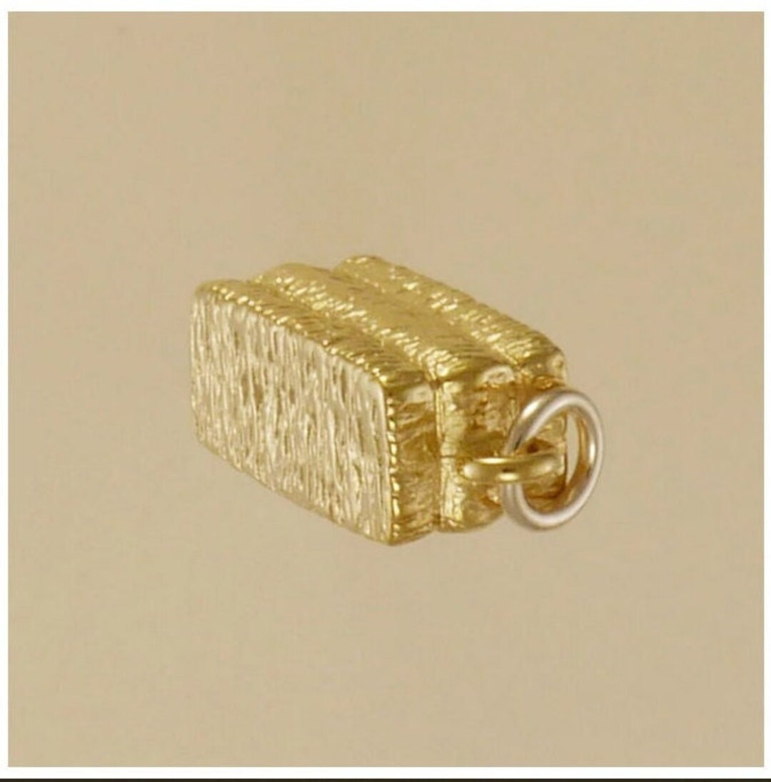 GOLD PLATED or STERLING Silver Hay Bale Charm Pendant Gift for Him Her ...