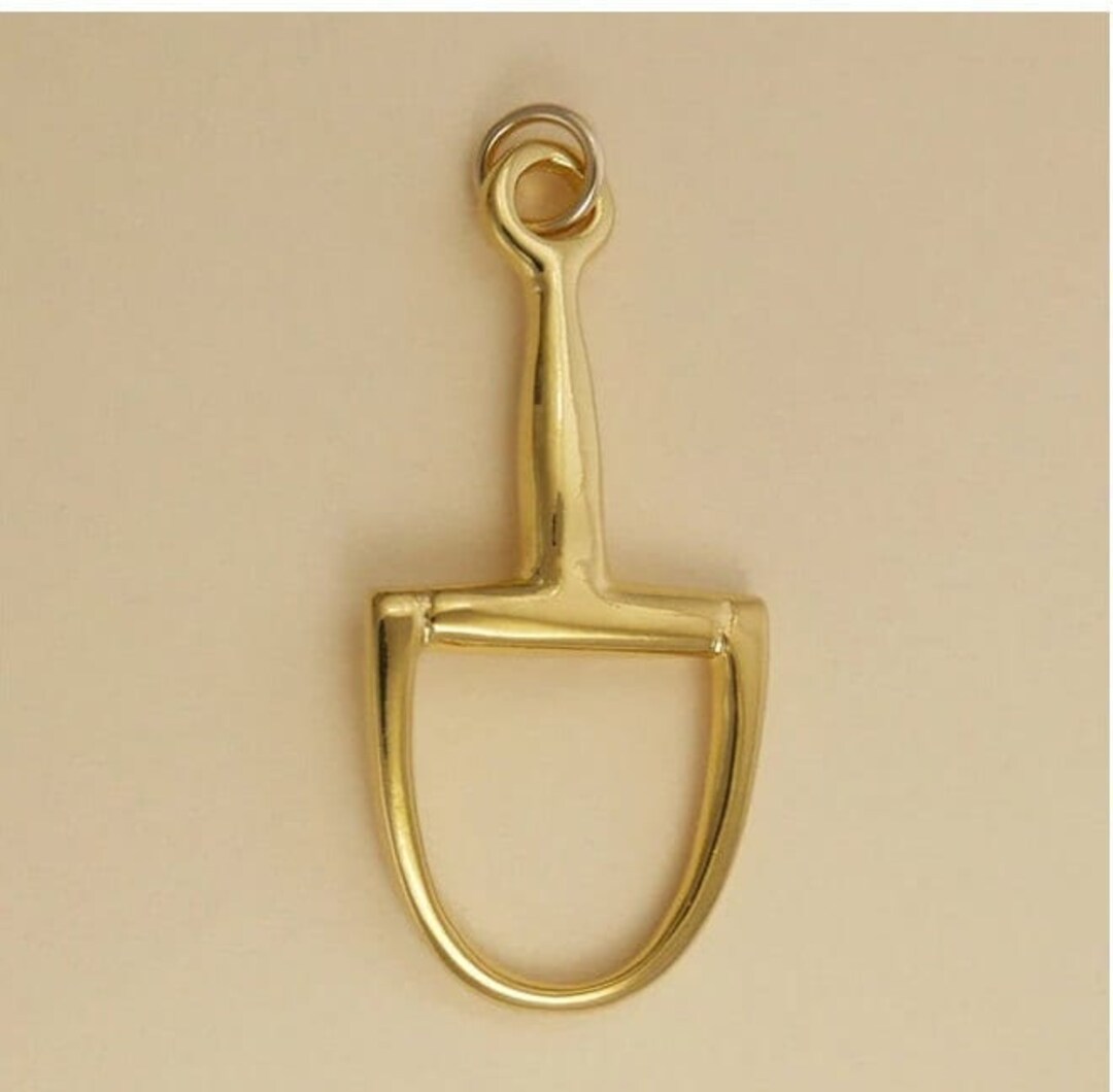 GOLD PLATED or STERLING Silver English Bit One Half Bit Charm Pendant ...