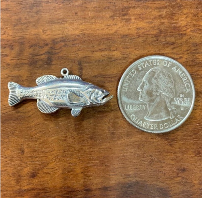 GOLD PLATED or STERLING Silver Largemouth Bass Fish Charm Pendant Gift ...