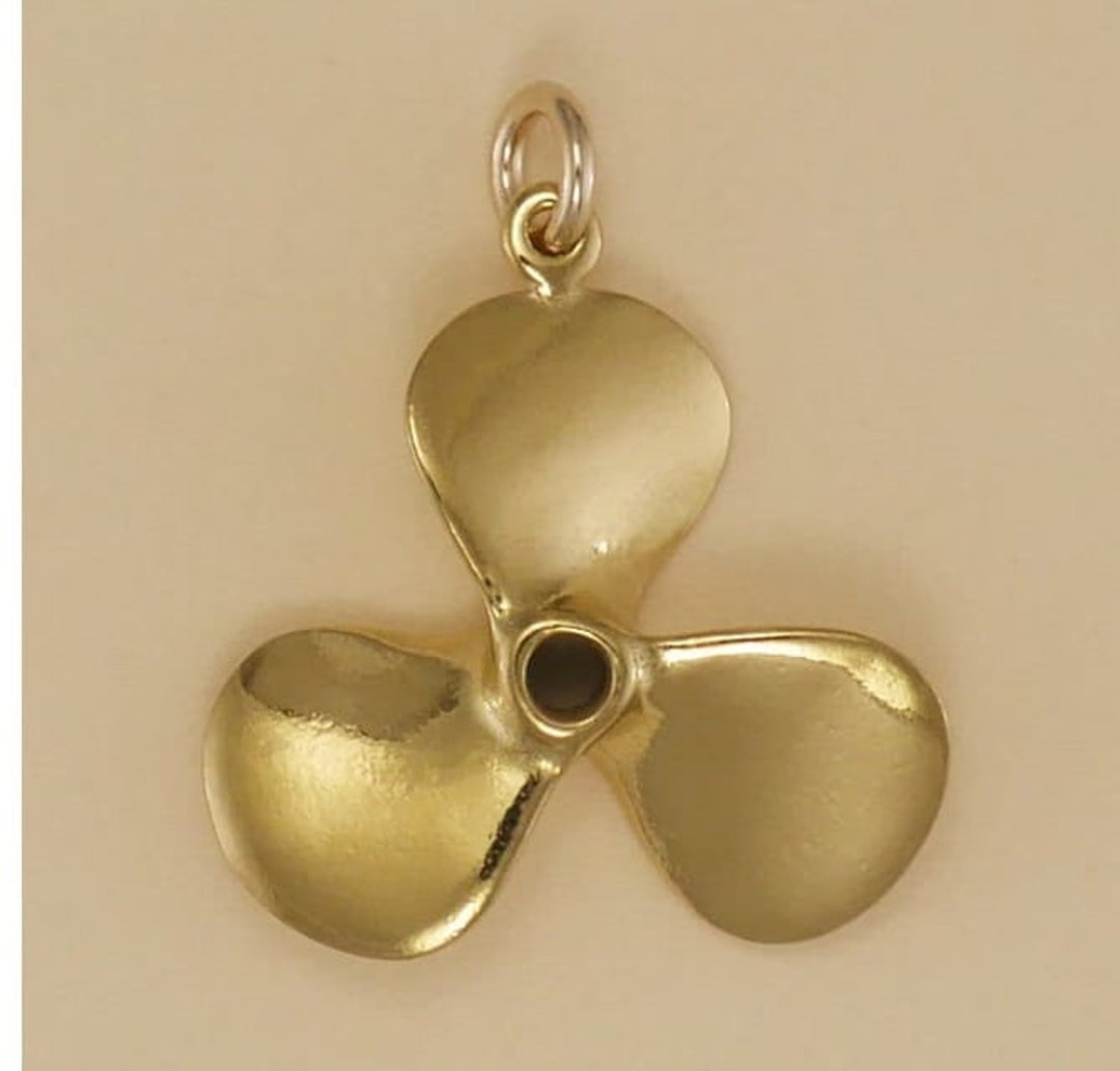 GOLD PLATED or STERLING Silver Boat Propeller Charm Pendant Gift for ...