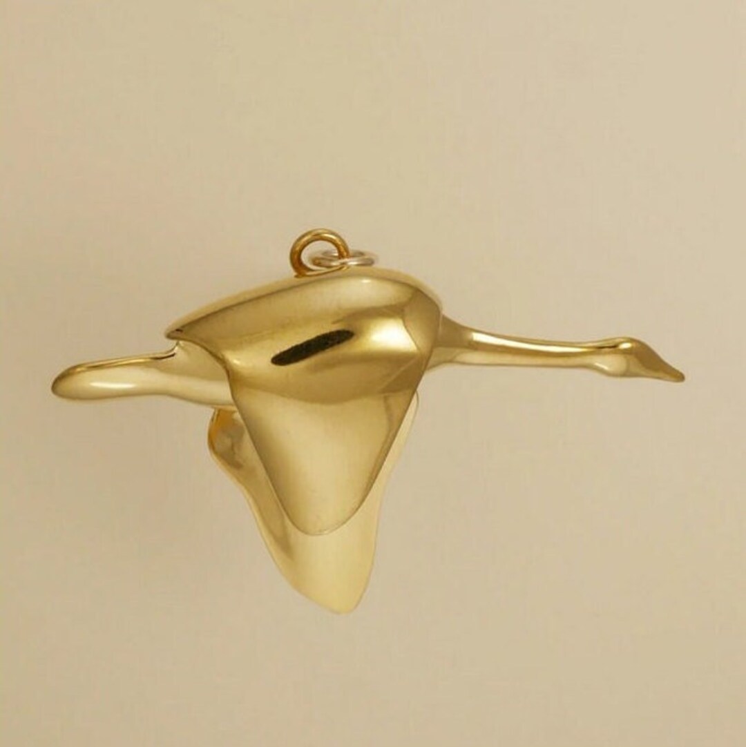 GOLD PLATED or STERLING Silver Flying Goose Charm Pendant Gift for Him ...