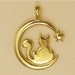 GOLD PLATED or STERLING Silver Cat & Moon Charm Pendant Gift for Him ...