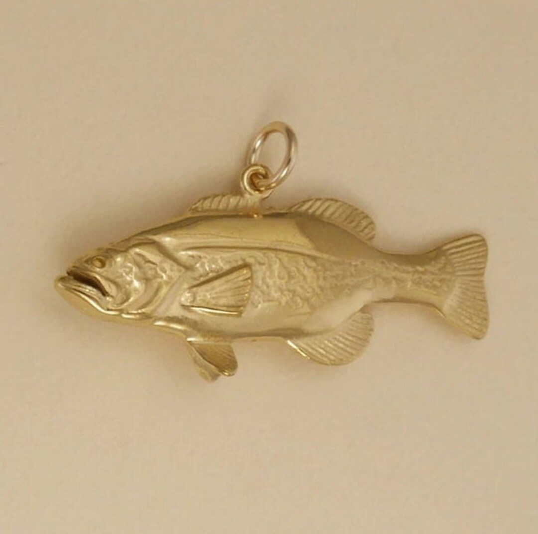 GOLD PLATED or STERLING Silver Largemouth Bass Fish Charm Pendant Gift ...