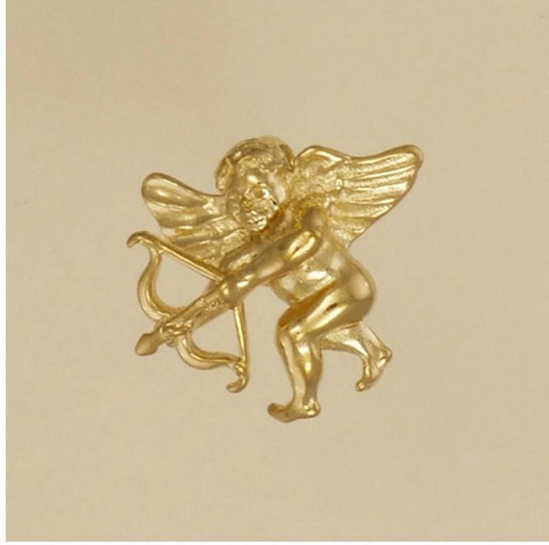GOLD PLATED or STERLING Silver Cupid With Bow & Arrow Charm Pendant ...