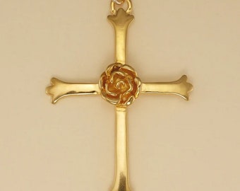 Rose Cross Gold Plated - Etsy