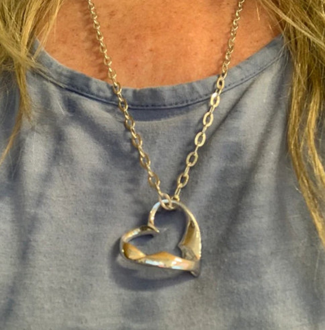 Gold Plated Floating Heart Charm Pendant - Etsy