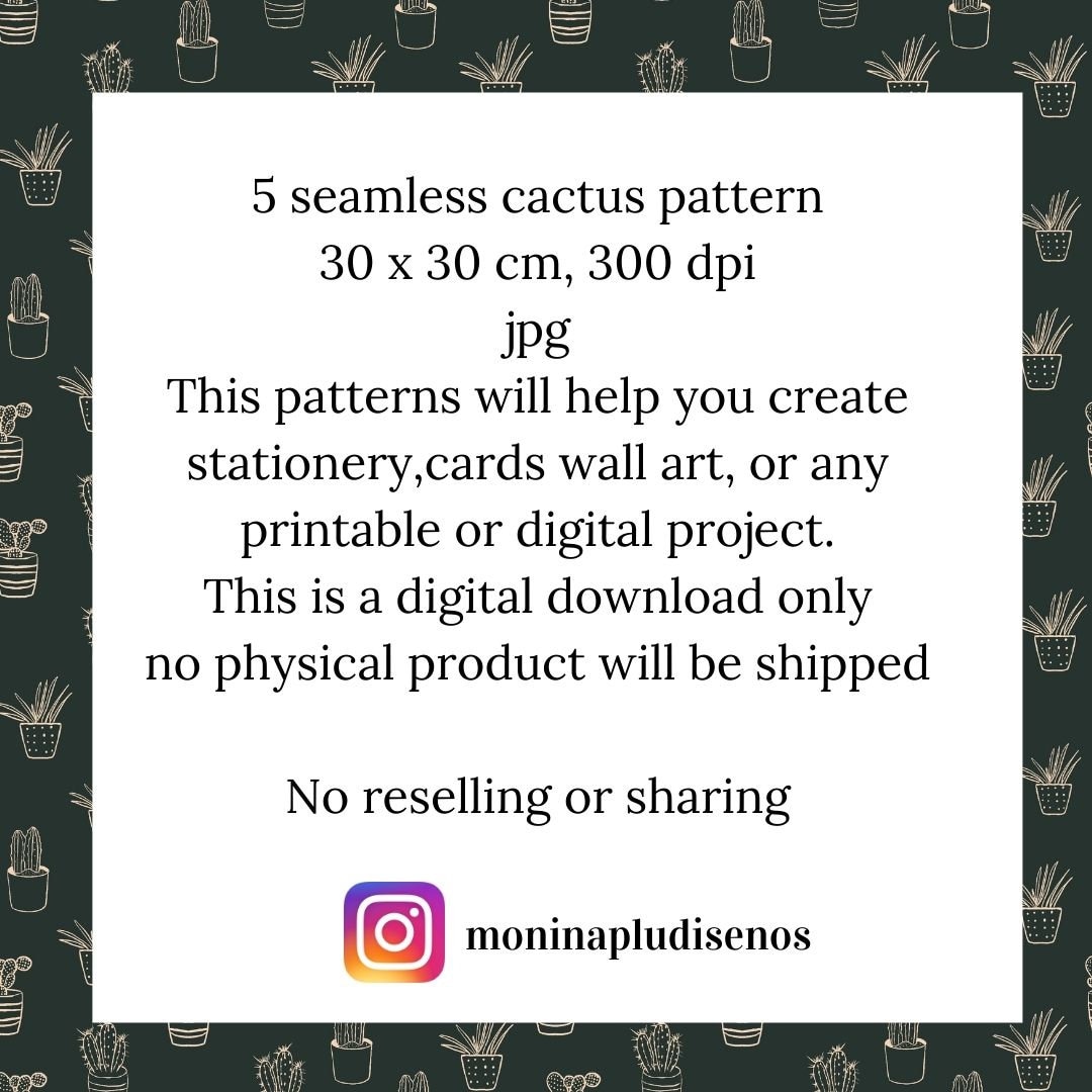 Cactus Digital Paper, Printable Paper, Cacti Seamless Paper, Cactus ...