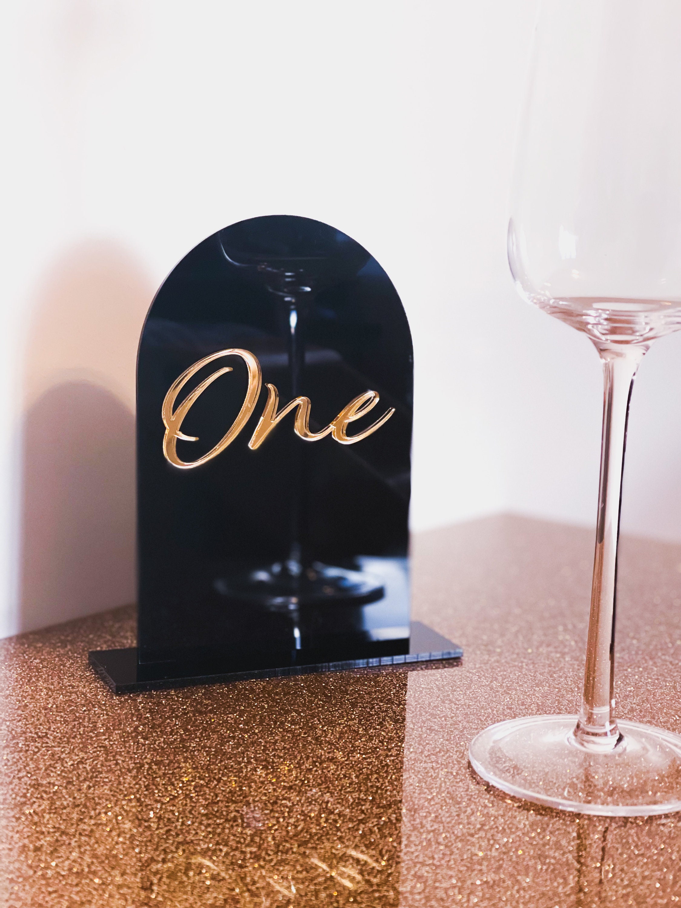 Black and Gold Acrylic Table Signs for Weddings and Events. 3d Effect ...