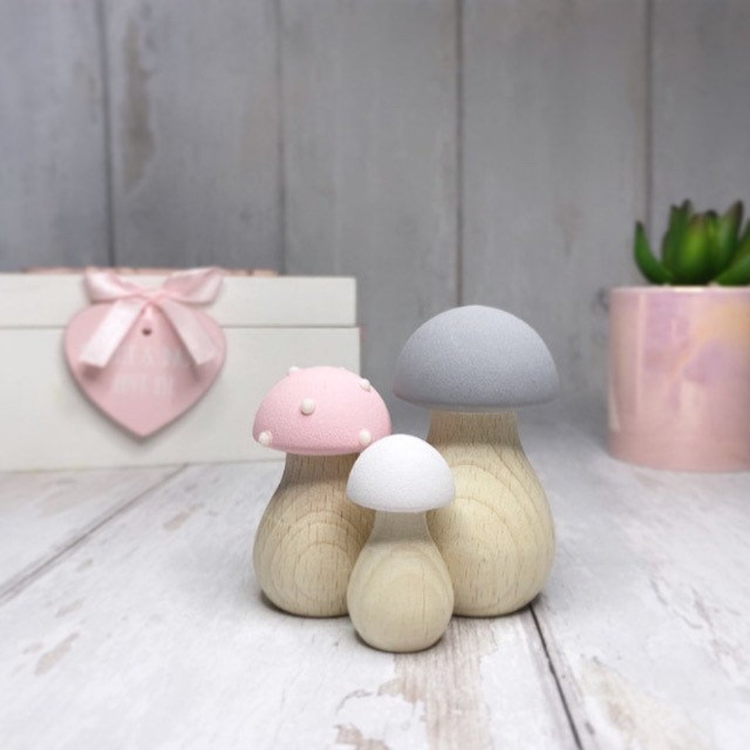 Toadstool Set, Wooden Nursery Decor, Set of Toadstools, Mushroom Set ...