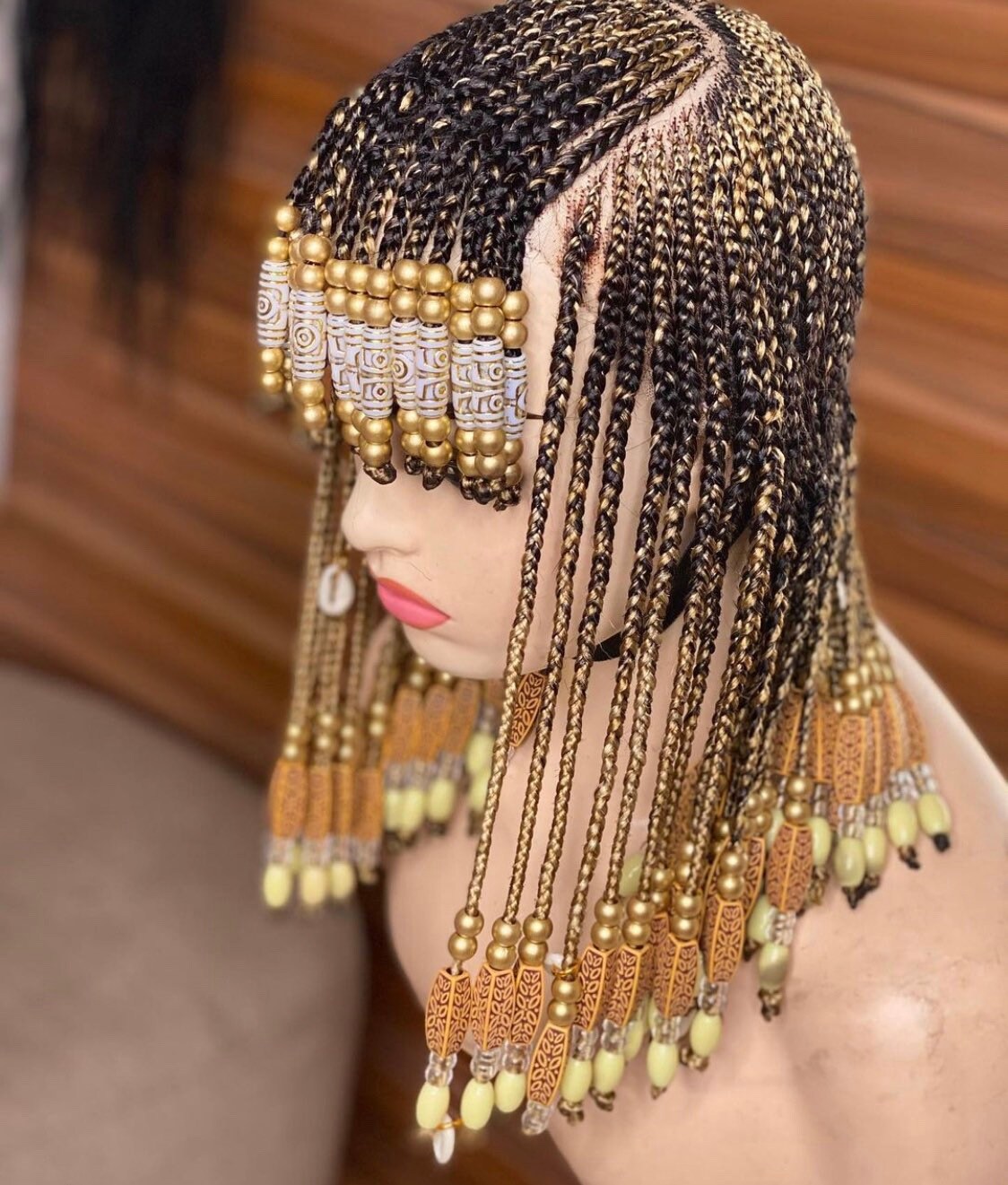 Beaded Cornrow Wig Cleopatra Ready To Ship Today Etsy