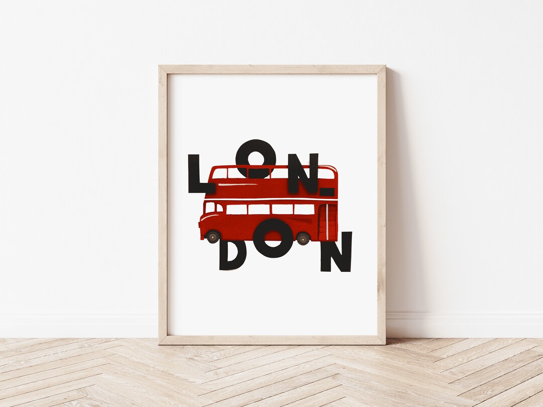 London Bus Paper Art, London Travel Print, Double Decker London Bus ...