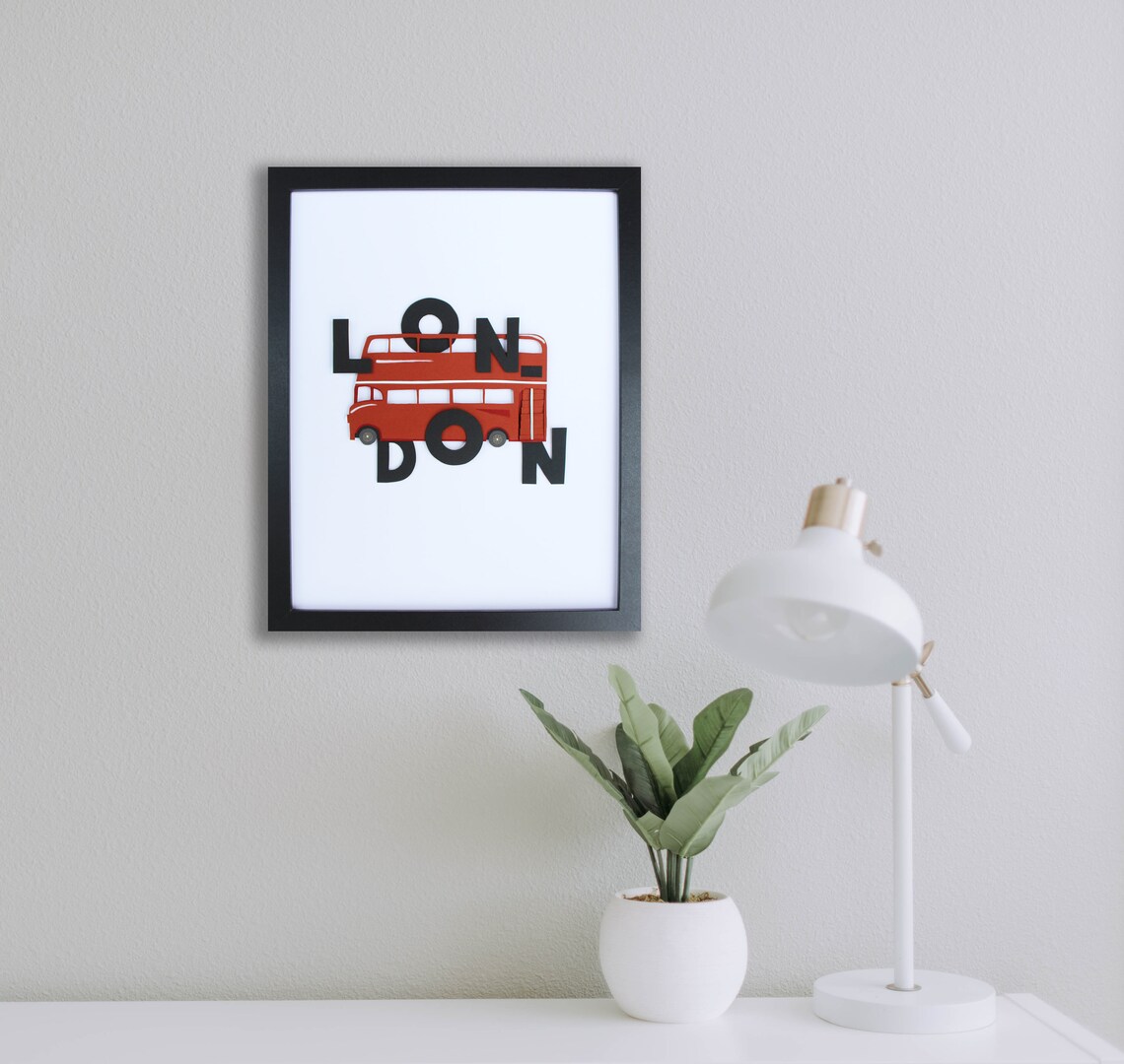 London Bus Paper Art, London Travel Print, Double Decker London Bus ...