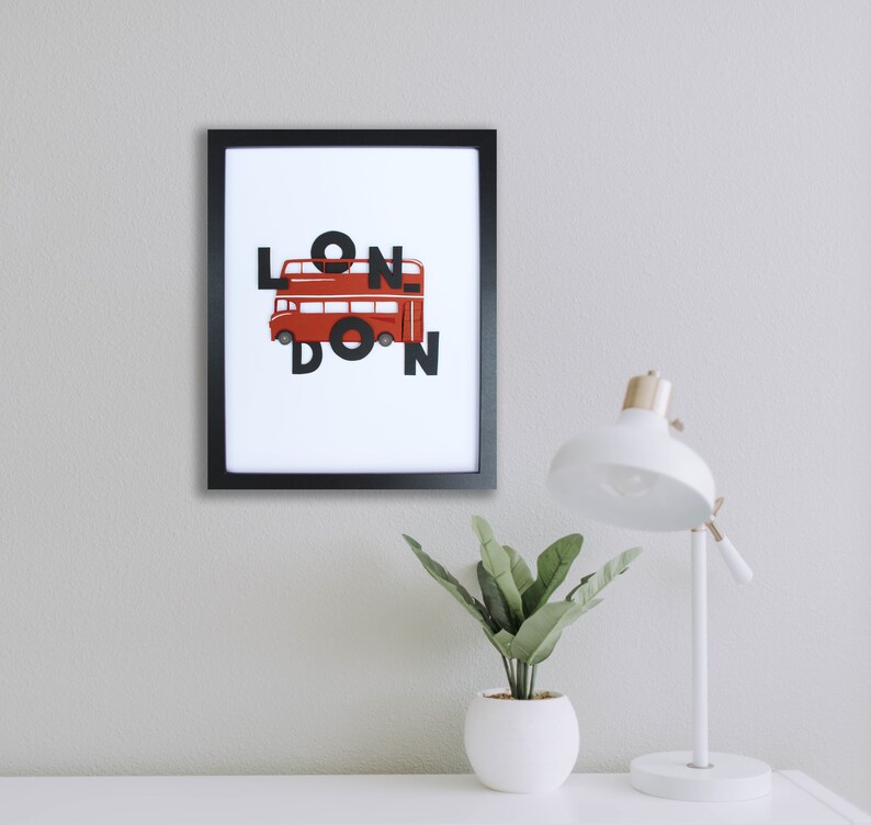 London Bus Paper Art, London Travel Print, Double Decker London Bus ...