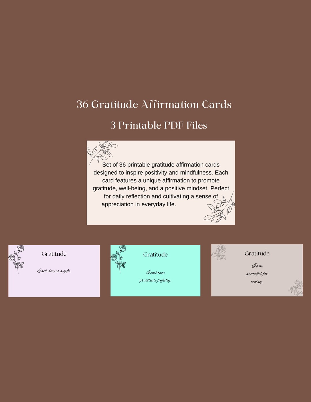 Gratitude Affirmation Cards, Printable Affirmation Cards, Thankfulness ...