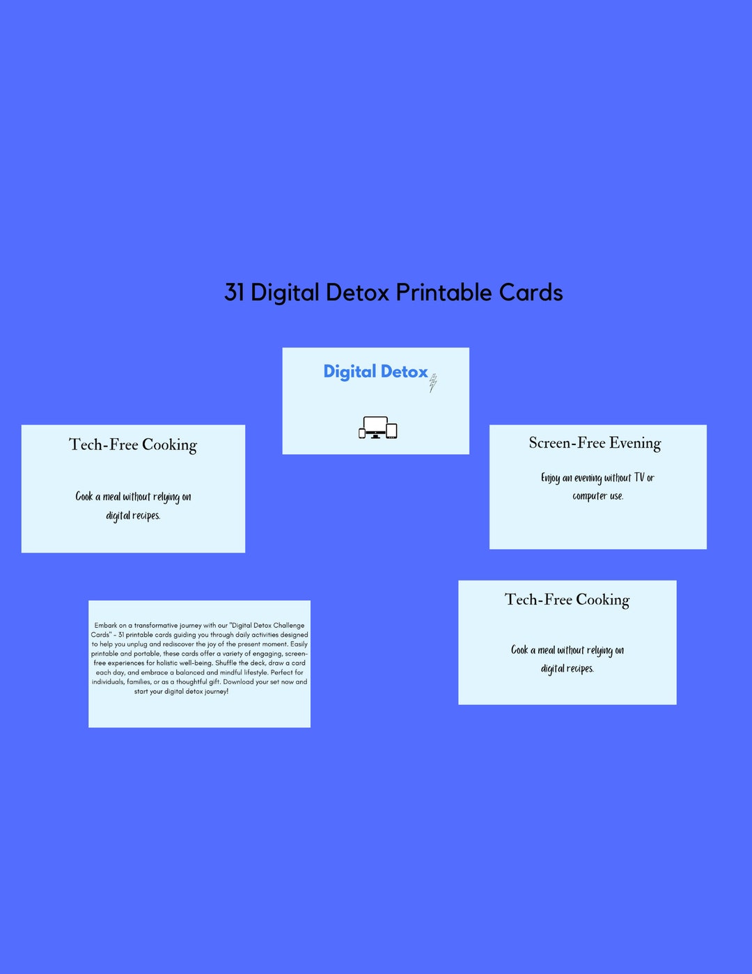 Digital Detox Cards, Self Care, Printable Digital Detox Cards, PDF ...