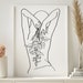 Female Back Wall Art, Flower Head Woman Figure Line Art, One Line ...