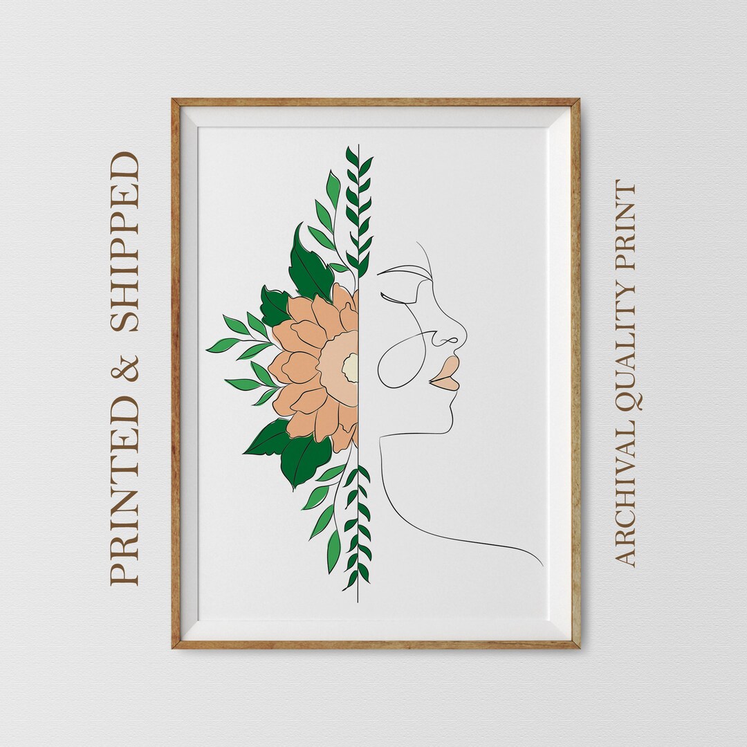 Abstract Woman Face Line Art Print: Floral Minimalist Illustration - Etsy