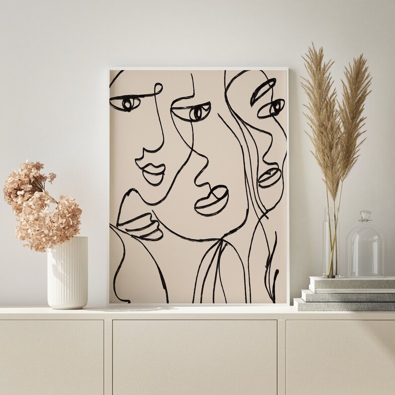 Continuous Line Art Faces Abstract Faces Poster One Line - Etsy