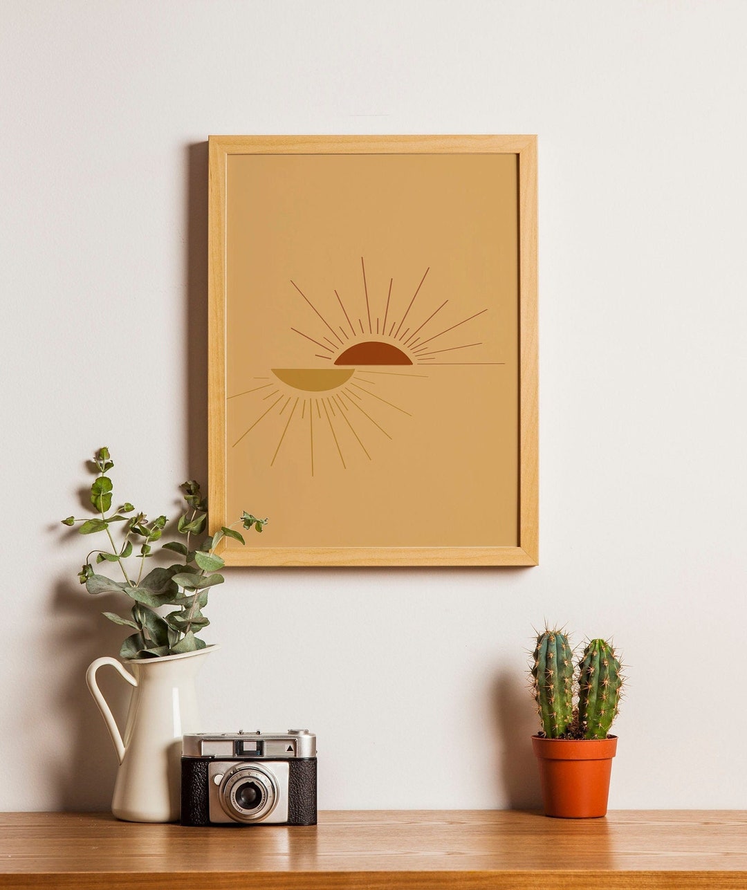 Sun Wall Art, Bohemian Terracotta Print, Earth Tone Sun Printable, Half ...