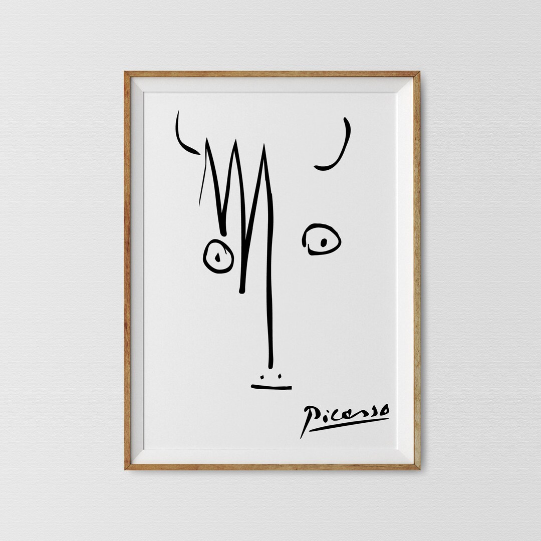 Picasso Bull Print, Pablo Picasso Animal Line Wall Art, Pablo Bull's ...