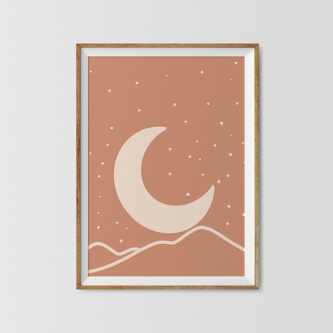 Modern Moon Phases Art, Abstract Moon Celestial Print, Cosmic Art, Mid ...