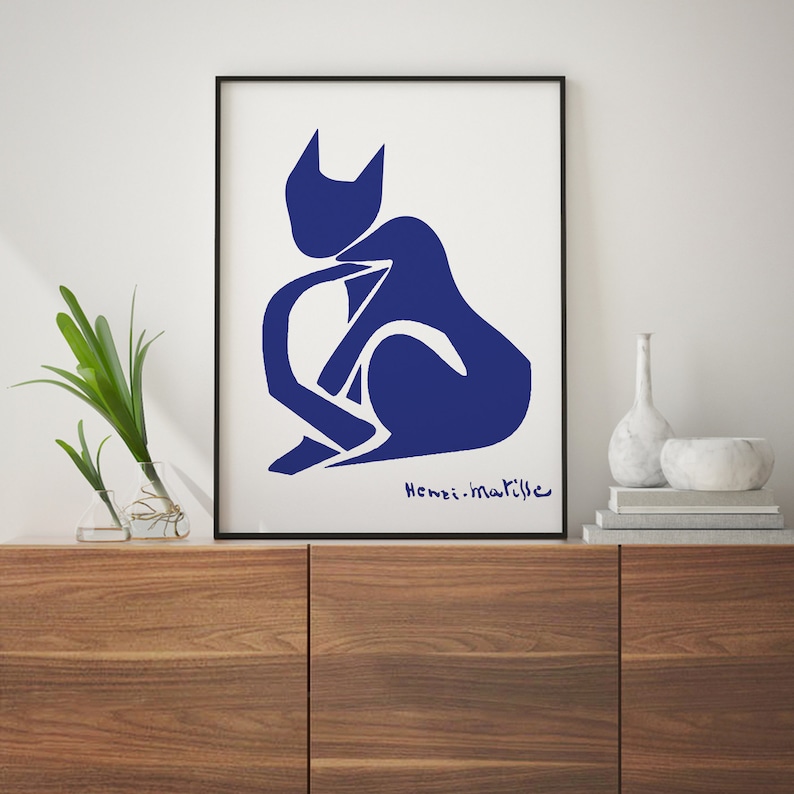 Henri Matisse Blue Poster Henri Matisse Cat Wall Art Print | Etsy
