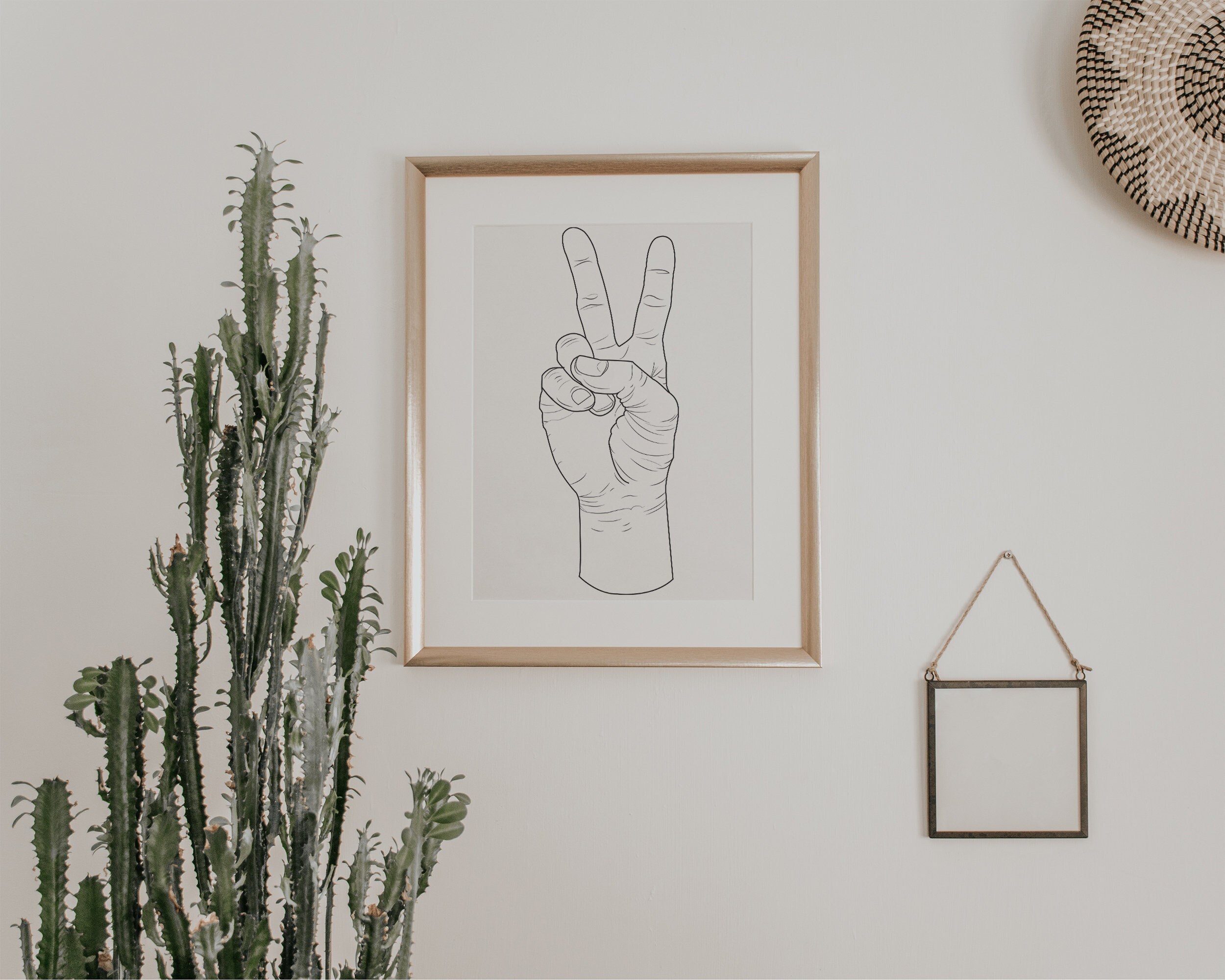 Peace Hand Sign Print One Line Art Print Victory Hand | Etsy