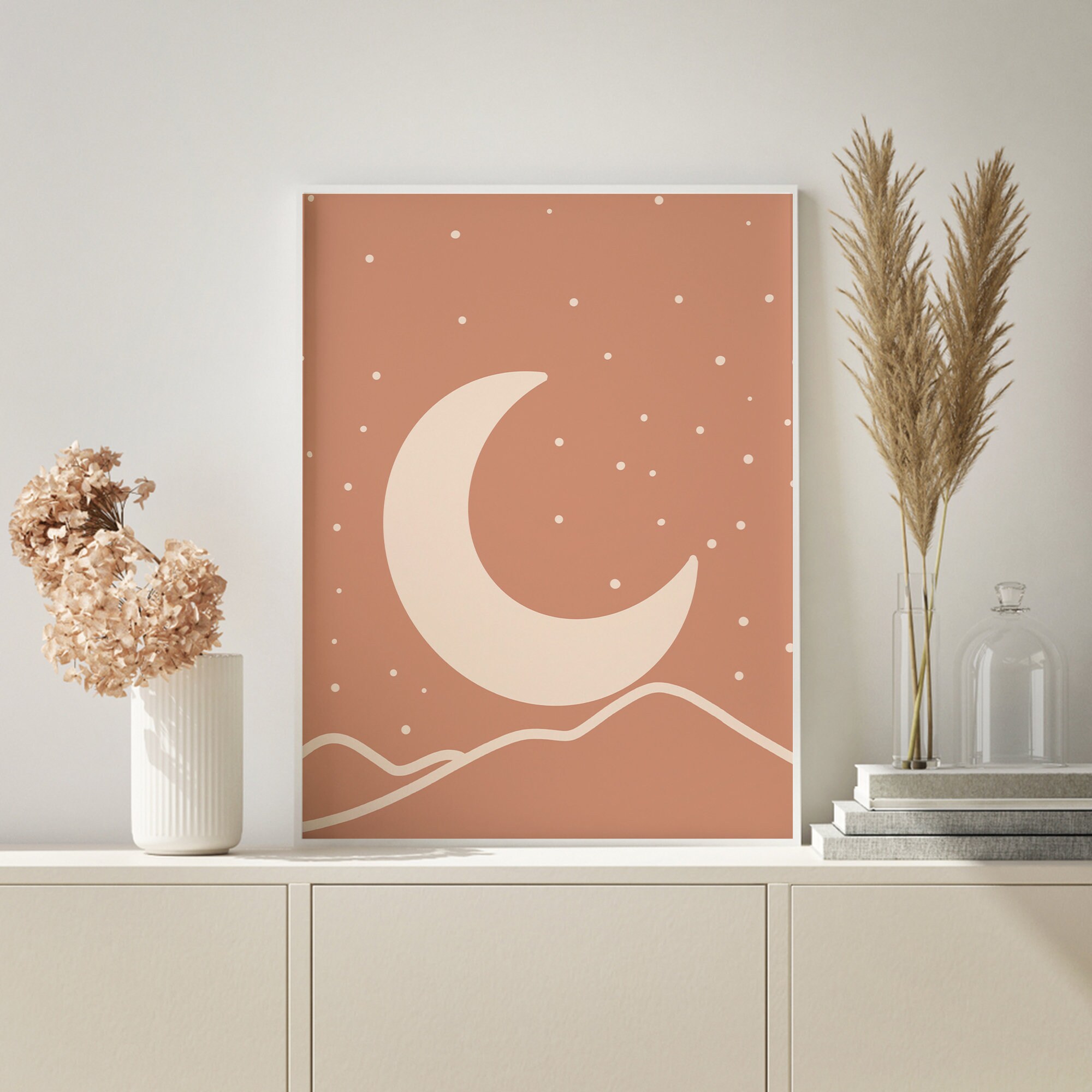 Modern Moon Phases Art Abstract Moon Celestial Print Cosmic | Etsy