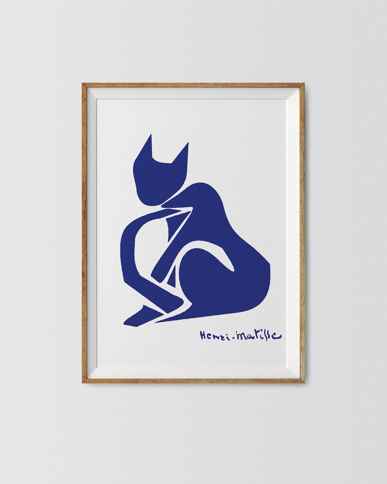 Henri Matisse Blue Poster Henri Matisse Cat Wall Art Print | Etsy