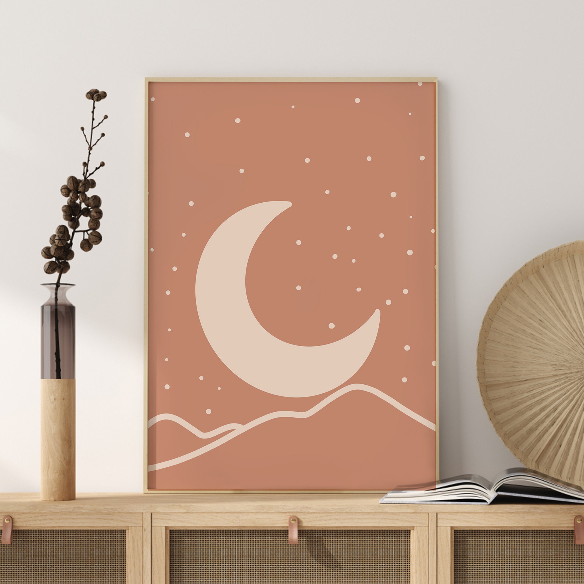 Modern Moon Phases Art Abstract Moon Celestial Print Cosmic | Etsy