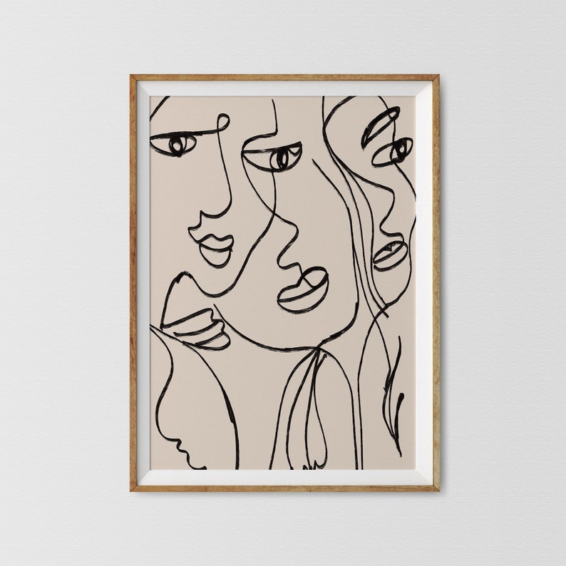 Continuous Line Art Faces Abstract Faces Poster One Line - Etsy