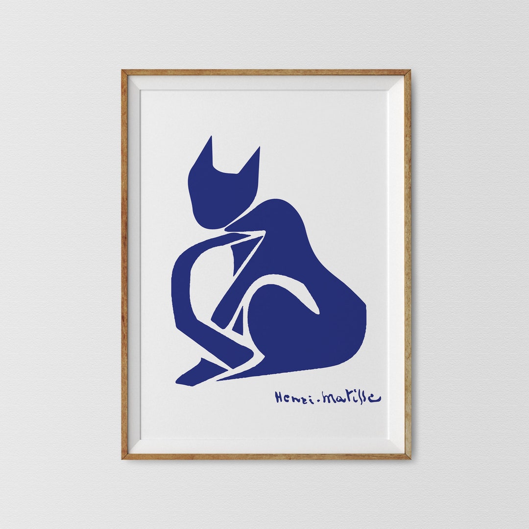 Henri Matisse Blue Poster, Henri Matisse Cat Wall Art Print, Matisse ...