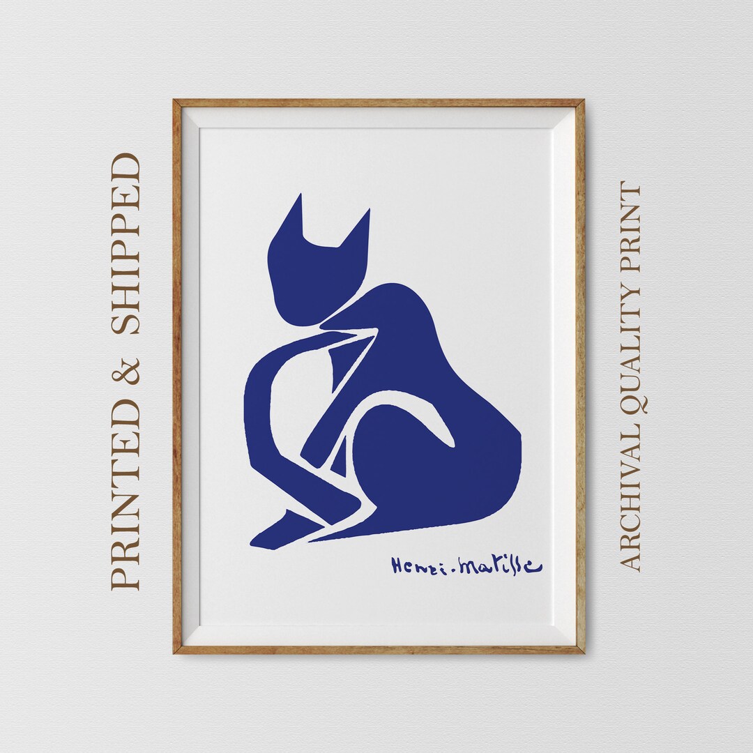 Matisse Cat Print, Matisse the Cat Print, Blue Cat Poster, Matisse ...