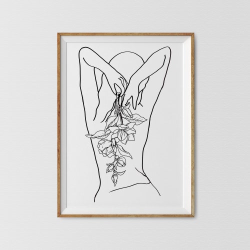 Woman Back Drawing One Line Art Woman Female Figure Wall - Etsy