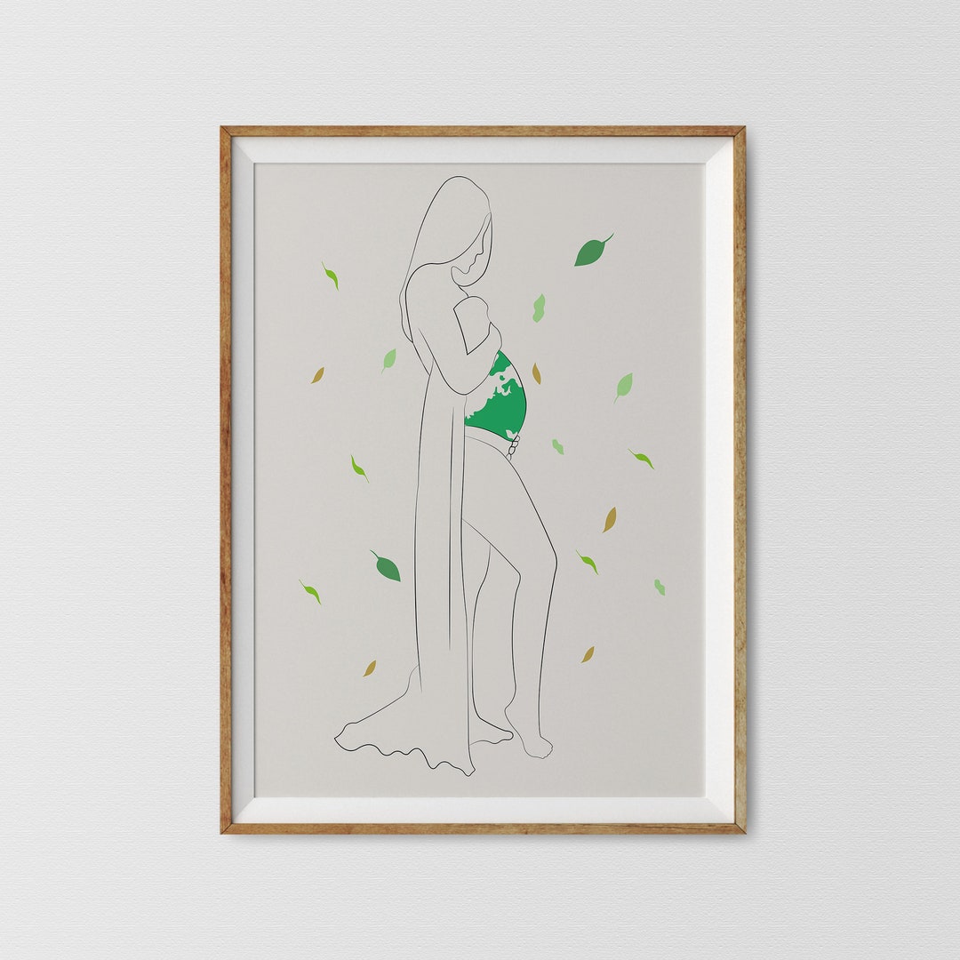 Pregnant Woman Line Art Print, Pregnancy Print, Motherhood Pregnant ...