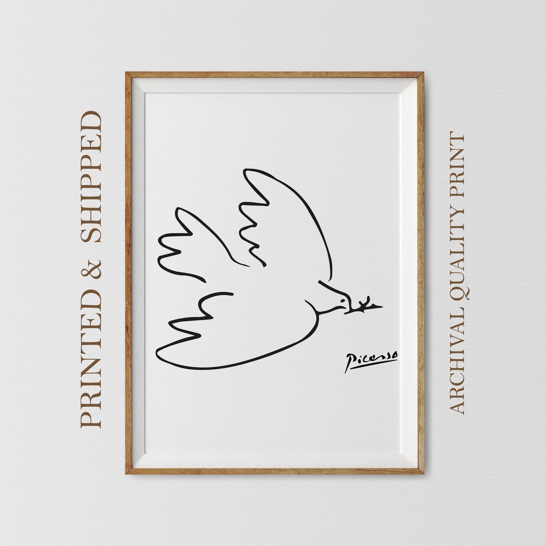 Picasso Dove Print, Picasso Animal Wall Art, Bird Line Art, Picasso ...