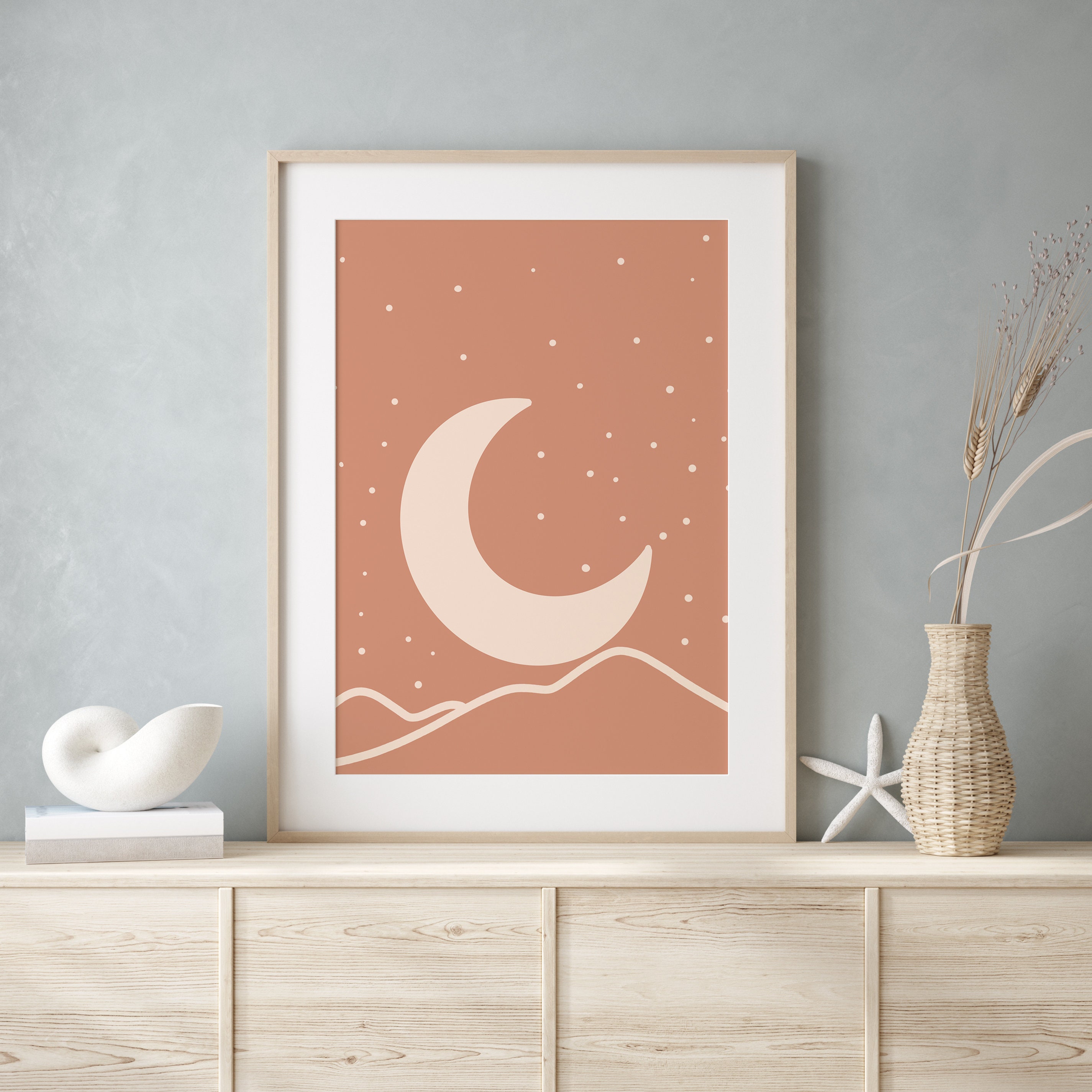Modern Moon Phases Art Abstract Moon Celestial Print Cosmic | Etsy