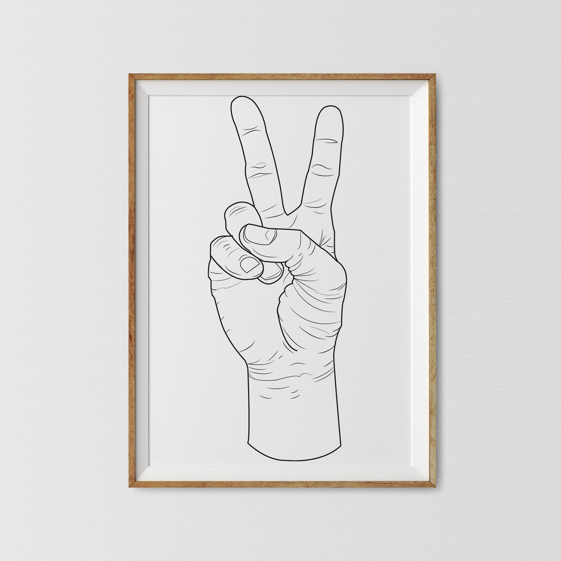 Peace Hand Sign Print One Line Art Print Victory Hand - Etsy