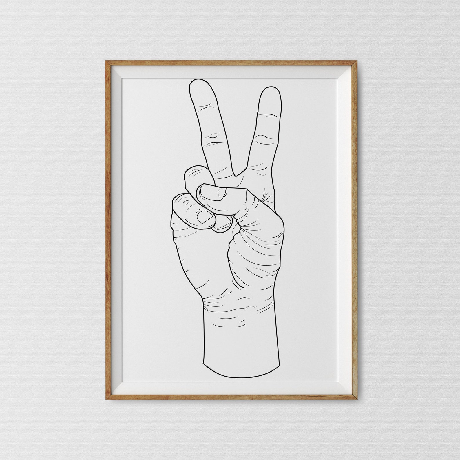 Peace Hand Sign Print One Line Art Print Victory Hand - Etsy